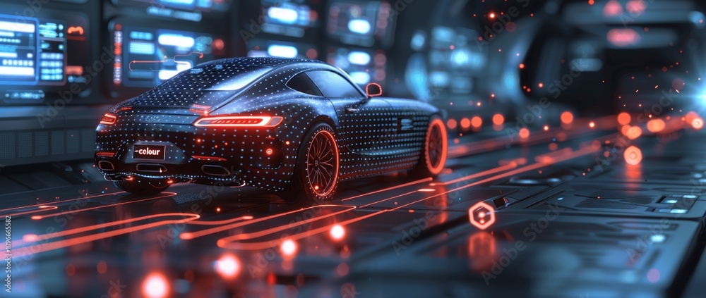 Electric Sports Car Chassis Battery Motor High-Tech Diagram Futuristic ...