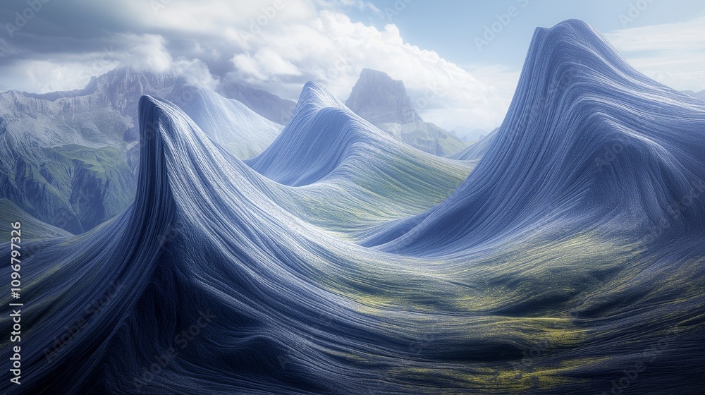 A surreal landscape where mountains twist and curve into impossible ...