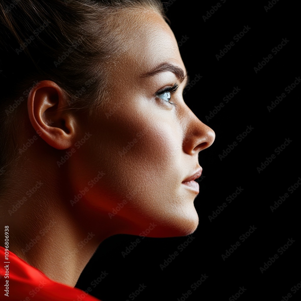 a close up of the shoulder of a female average football soccer player ...