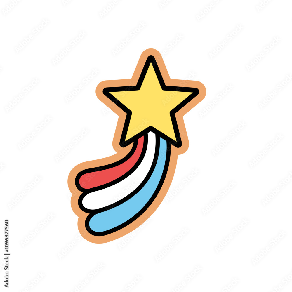 Flying Star, Comet with a colorful tail. Vector graphic icon, logo with ...