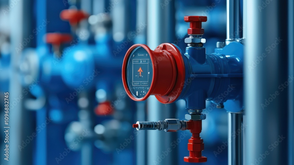 Fire alarm system integrated with a sprinkler setup, showcasing visual ...