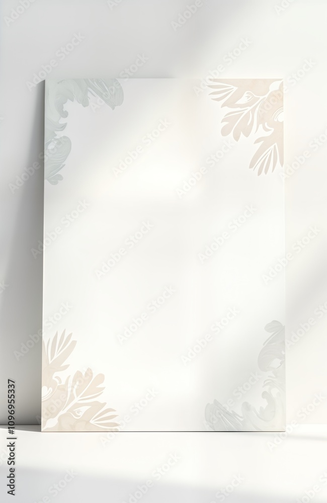 Blank funeral flyer mockup features minimalist design. Light gradient ...