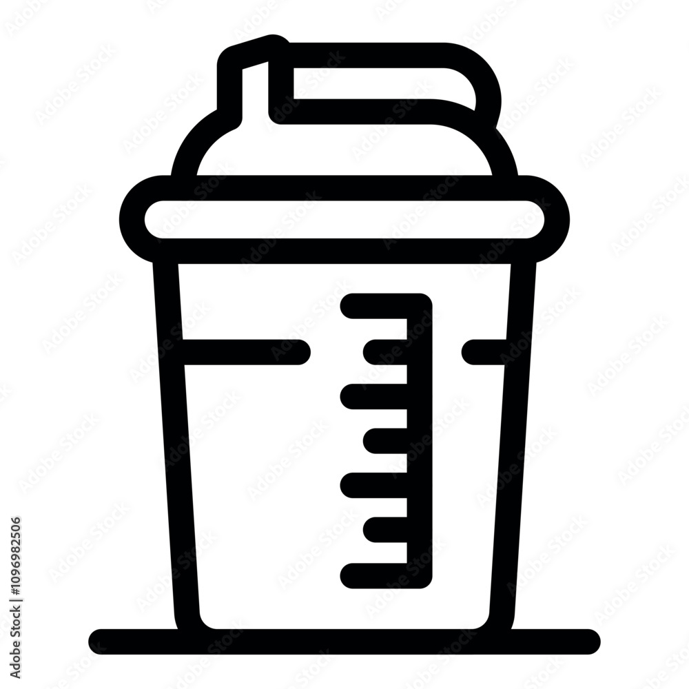 Shaker bottle icon represents a container used for mixing protein ...