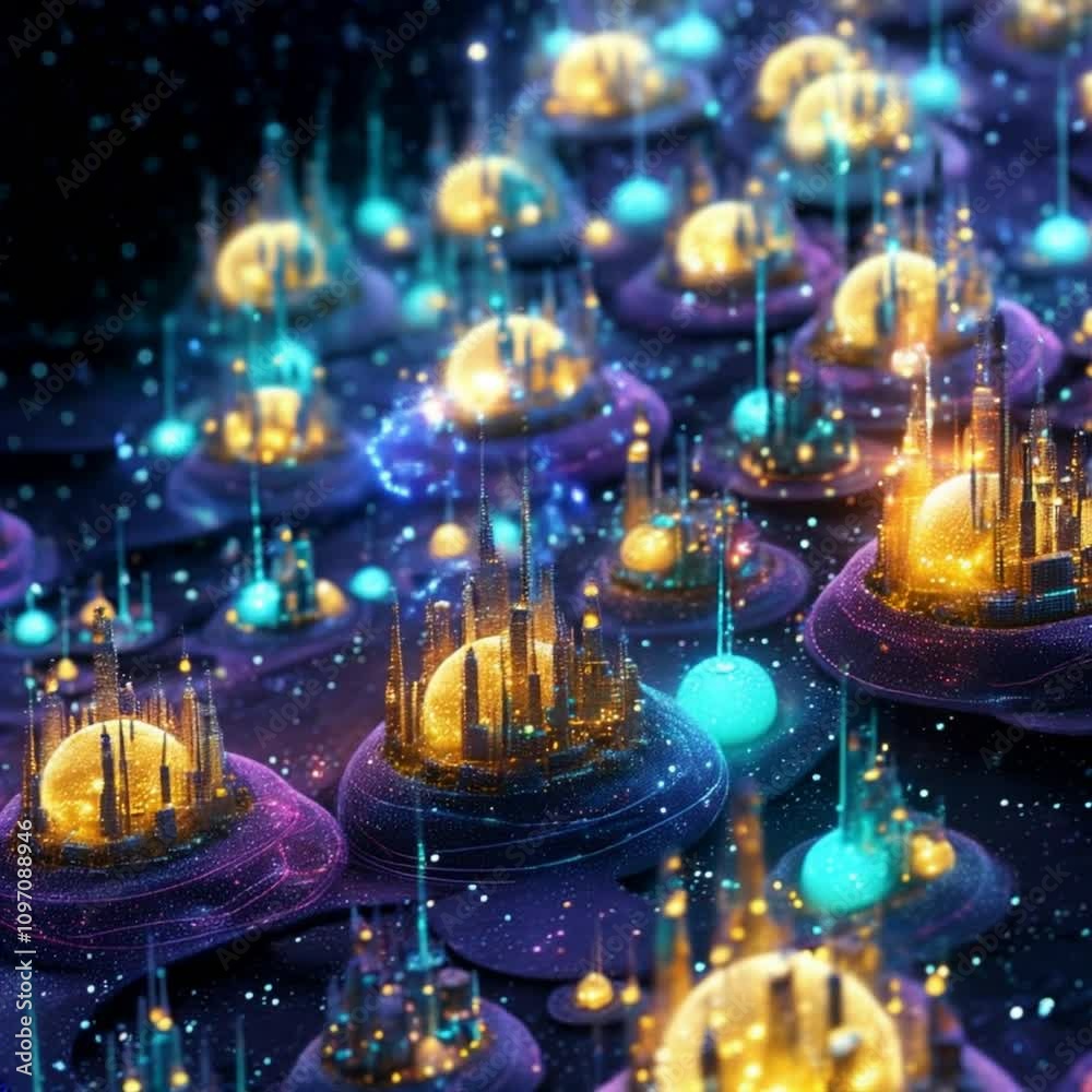 "An abstract multiverse represented by countless glowing orbs of light ...