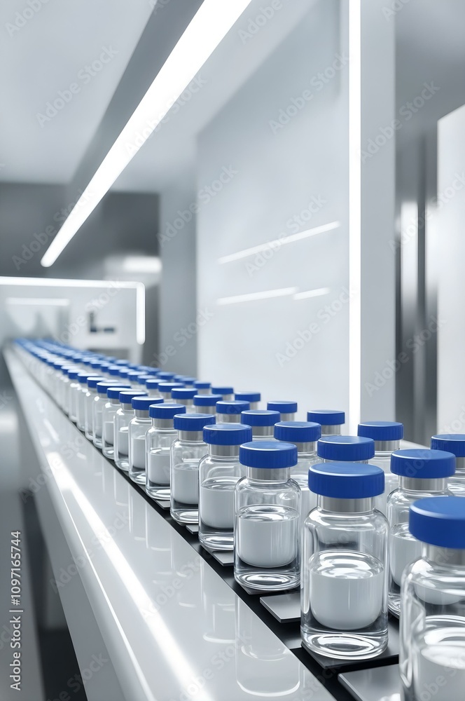 Sterile cleanroom with modern pharmaceutical conveyor system ...