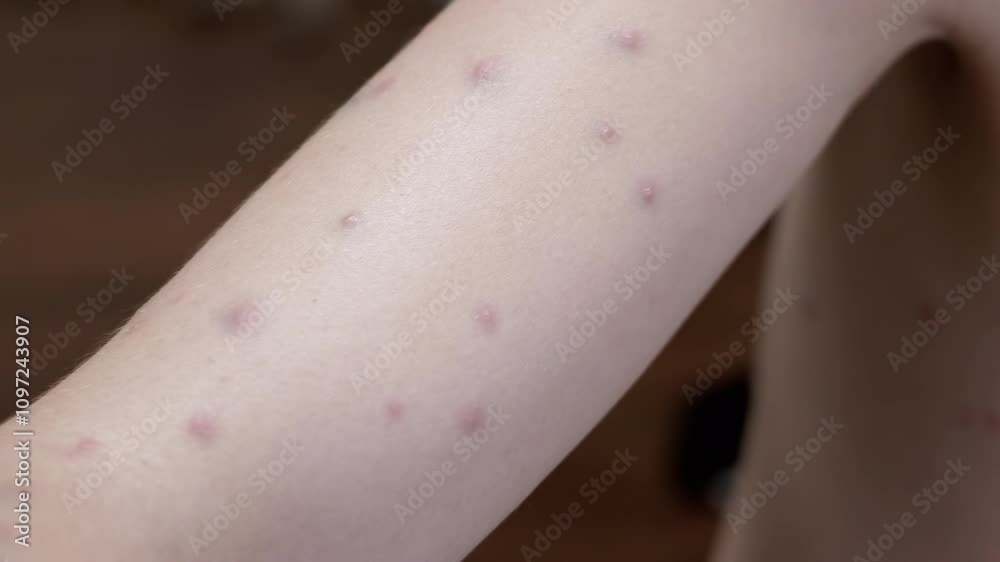 Close up of a skin allergy rash on a person's arm. The rash appears as ...