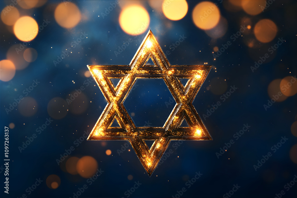Magen David - Star of David. Shield of David on the blue blurry ...