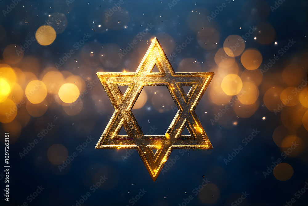 Magen David - Star of David. Shield of David on the blue blurry ...