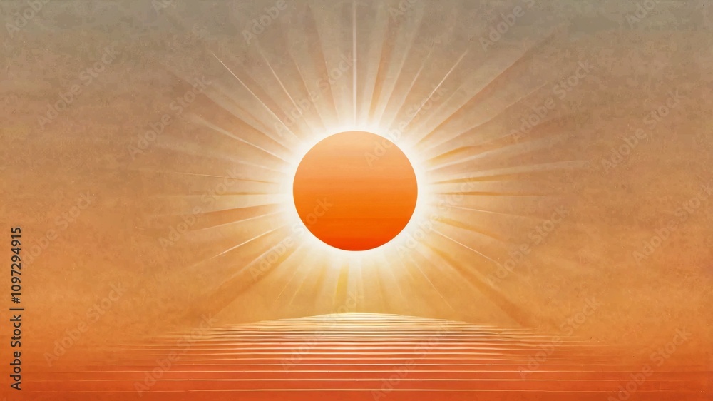 AI GENERATE background, A minimalistic graphic of a rising sun, with ...