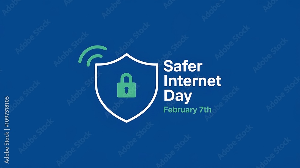 Clean and Modern Safer Internet Day Banner with Shield and Lock Icon on ...