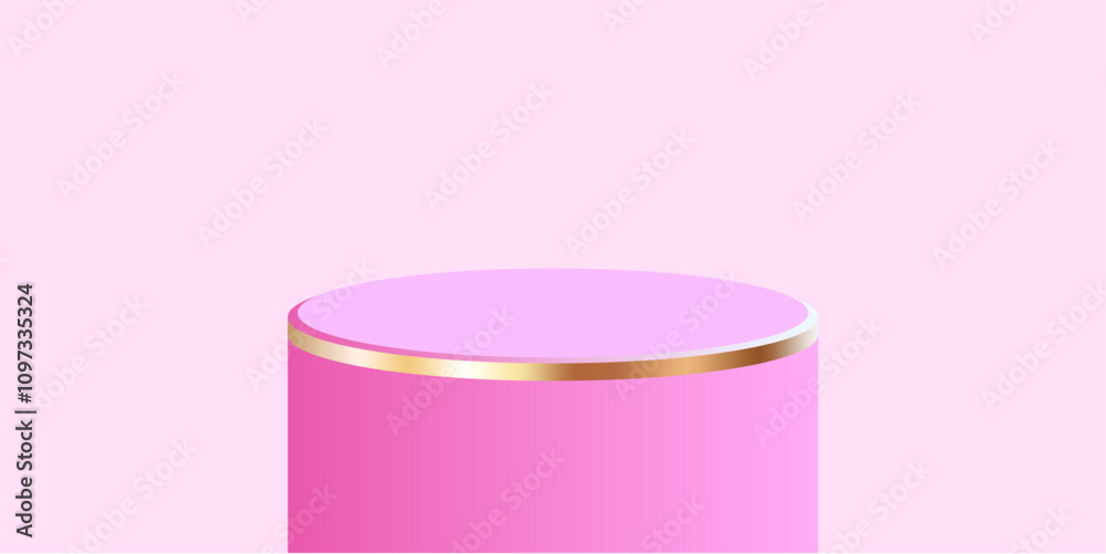 cylinder podium tube circle podium with gold strip stage 3d Abstract ...