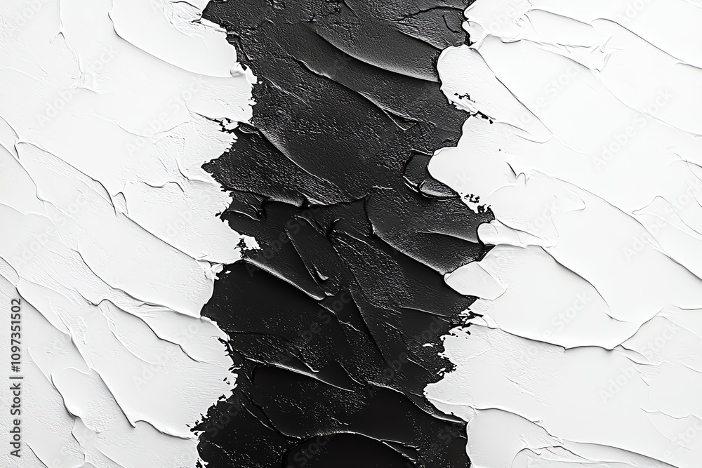 Abstract texture featuring contrasting black and white paint layers ...