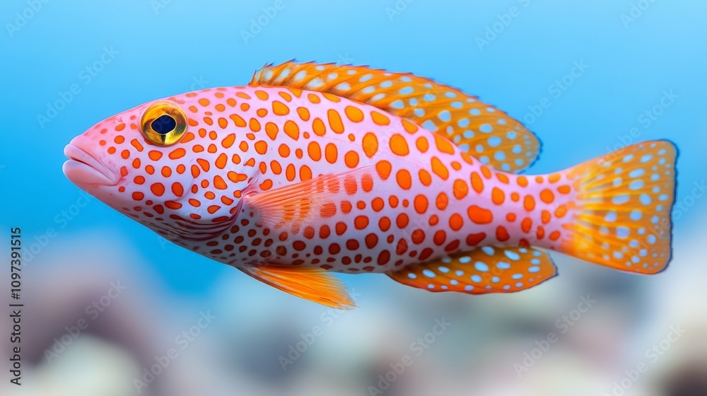 Orange Spotted Grouper: Vibrant coral reef fish, swimming gracefully in ...