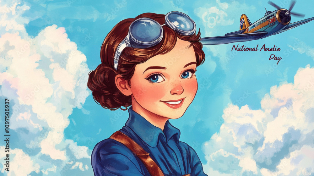 National Amelia Day Adventurous young pilot celebrating national amelia ...