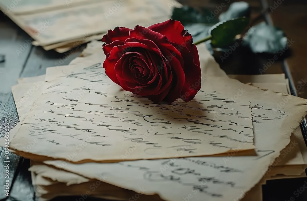 n old-fashioned love letter with handwritten text, accompanied by an ...