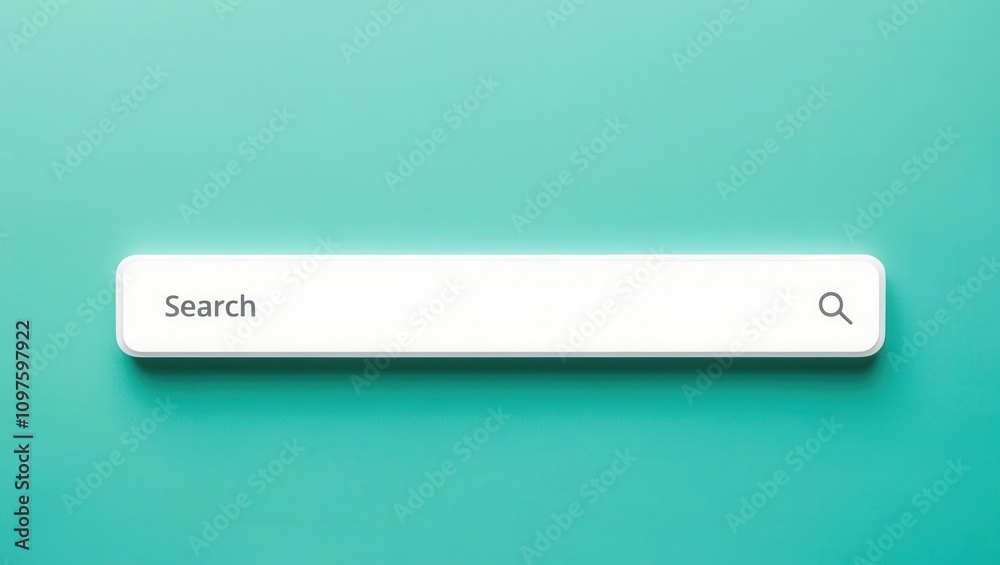 Minimalistic search bar design on a teal background, perfect for web and app interfaces. Stock ...