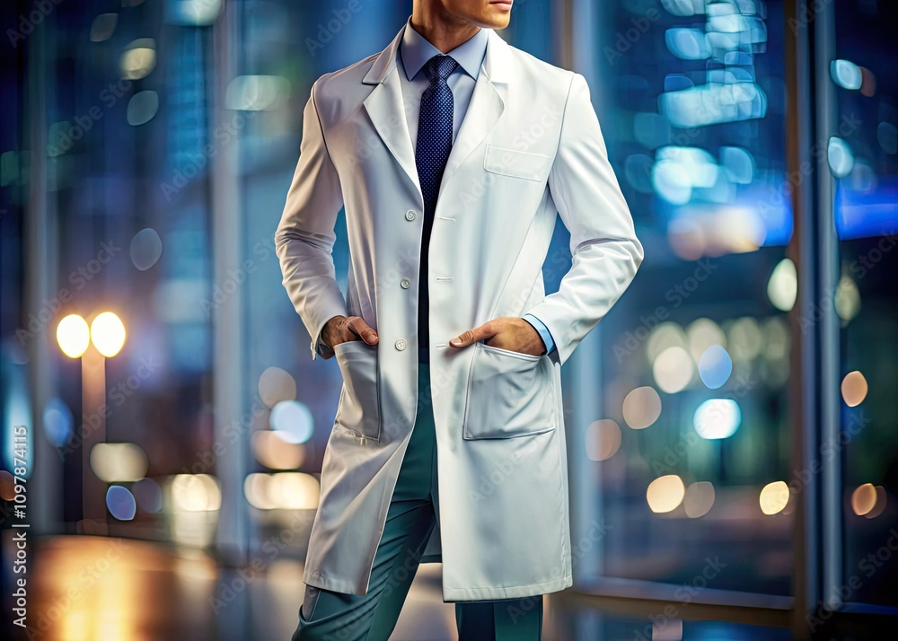Elegant Designer White Coat for Doctors in Low Light Photography ...
