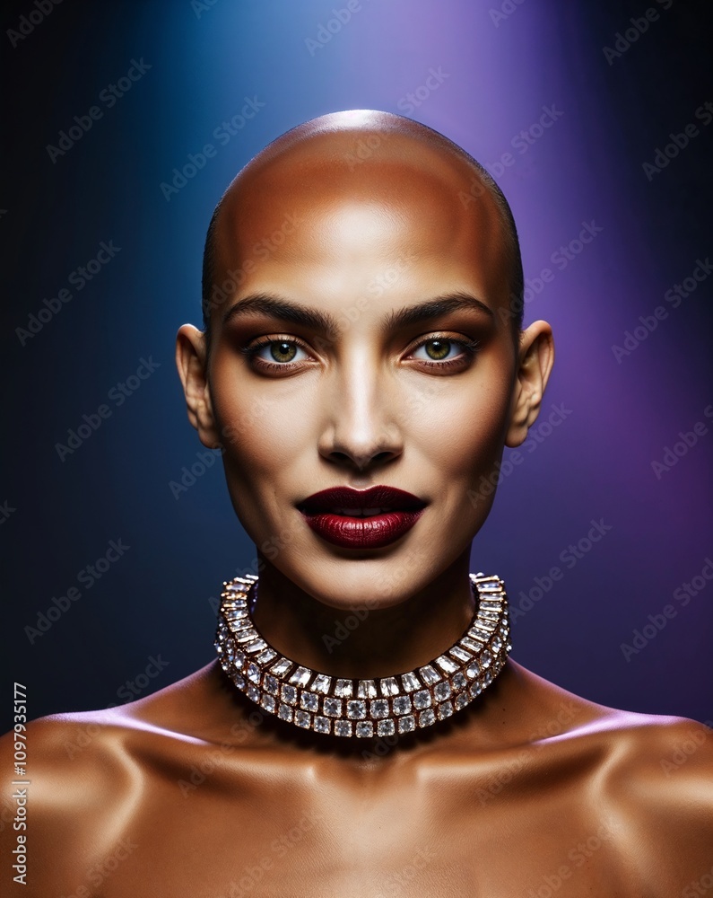 A suggestive hermaphrodite model with a special character. Close-up portrait. Stock Photo ...