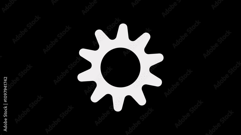 Abstract glowing rotating setting icon featuring animated spinning ...