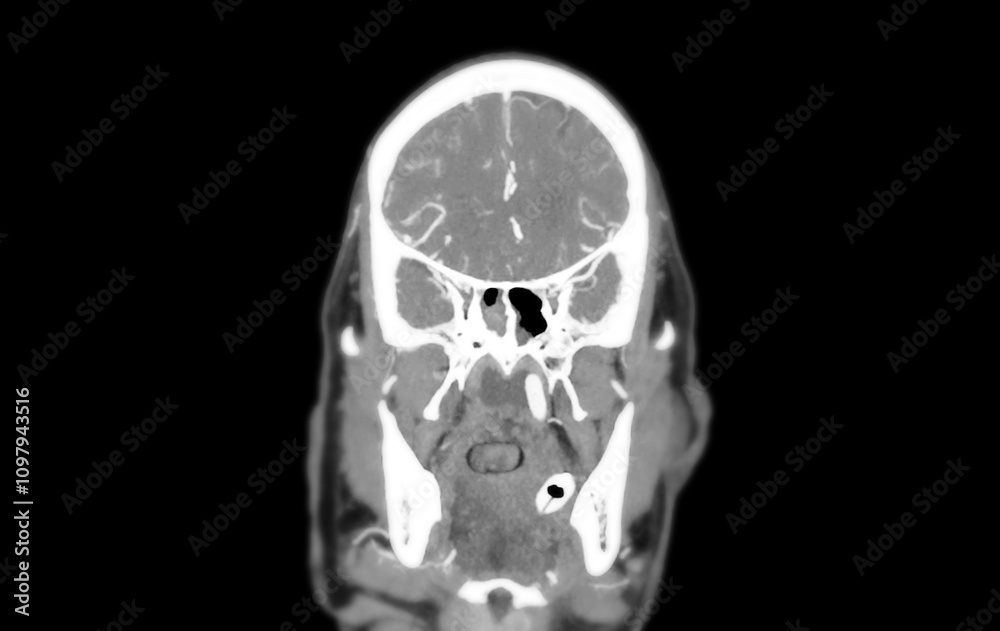 The CT Angiography (CTA) scan of the brain and neck, showcasing the ...