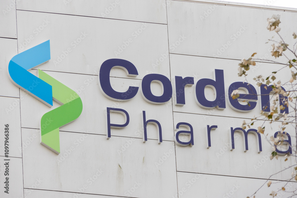 Cordenpharma building showing company logo and branding ภาพถ่ายสต็อก ...