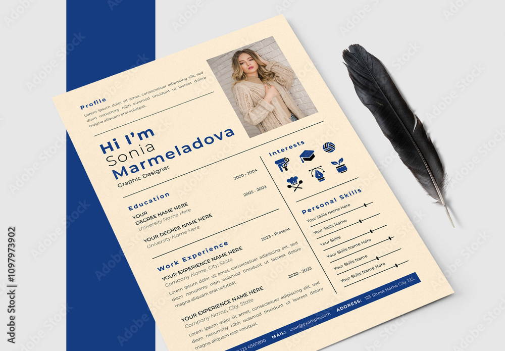 Modern Resume Layout Stock Template | Adobe Stock
