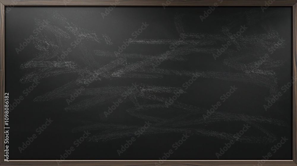 Classic black chalkboard with white letters and lines, classroom decor ...