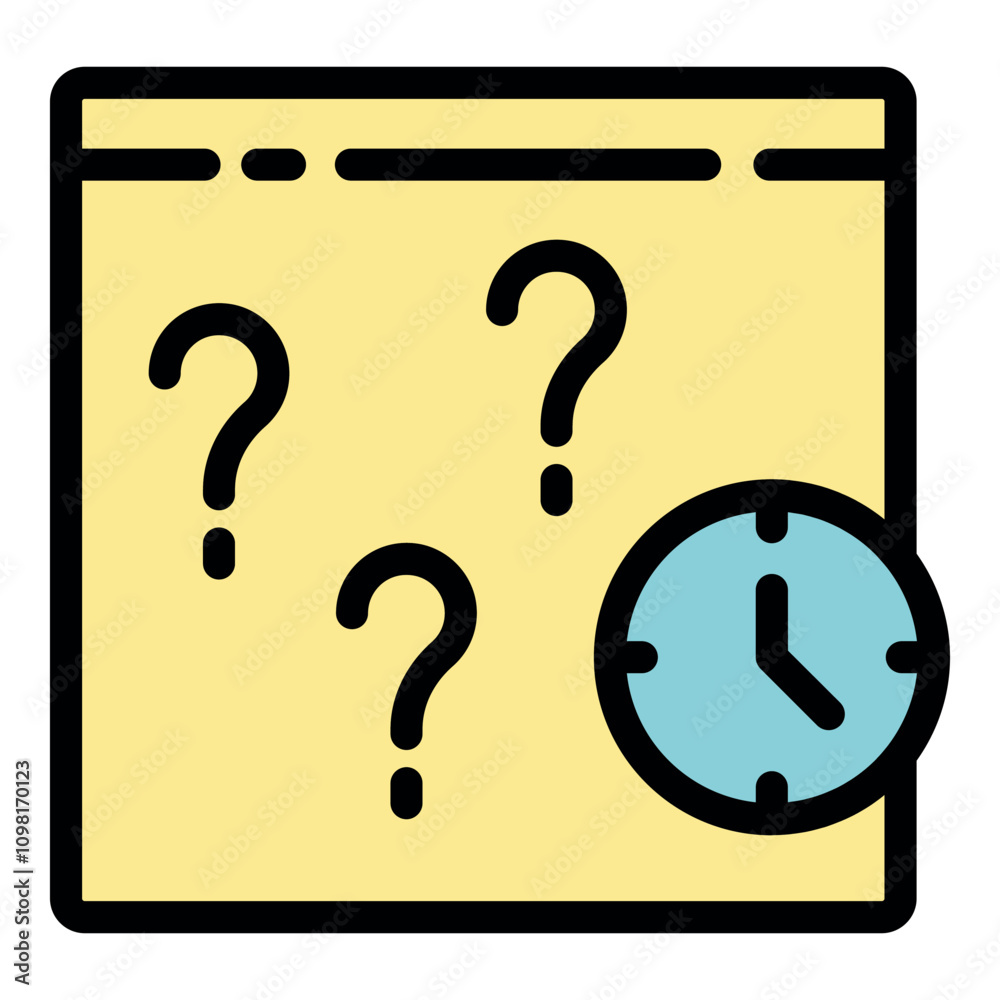 Question marks and clock showing the concept of quiz time Stock Vector ...