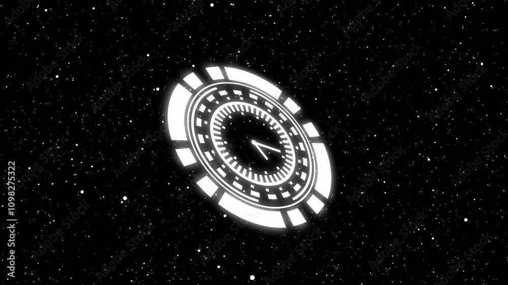 HUD with clock Screen - Hi-tech 22 (HD) - 3D animation. Geographical ...