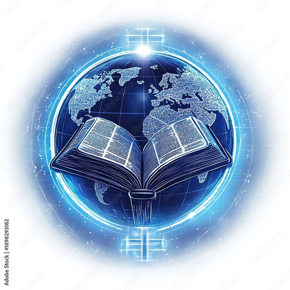 A stylized image of a globe with a slight natural curvature, displaying ...