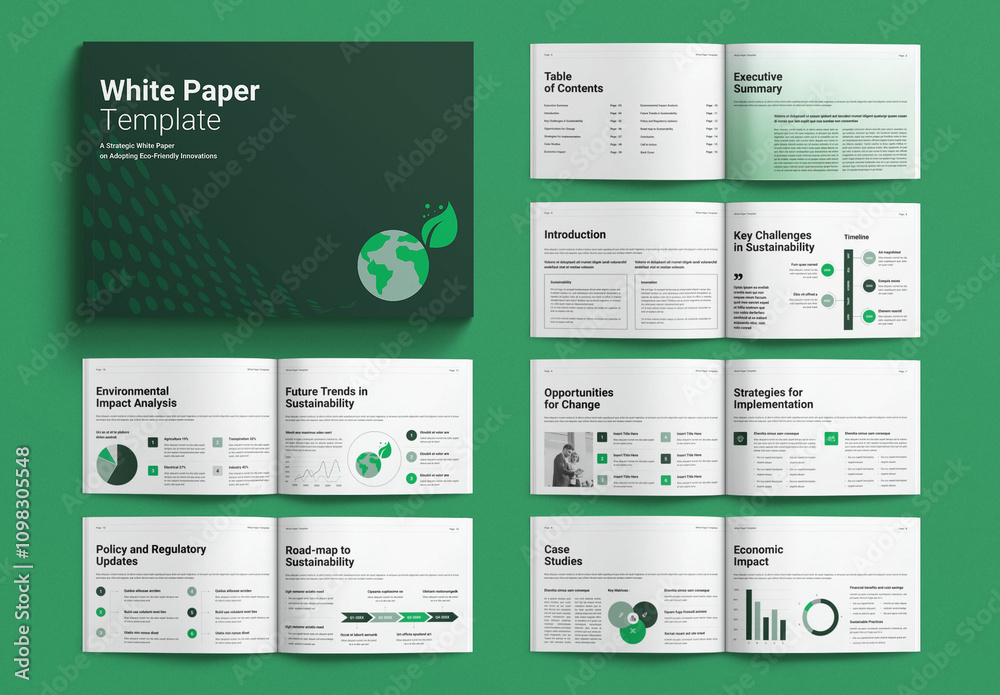 White Paper Template Landscape Stock Template | Adobe Stock