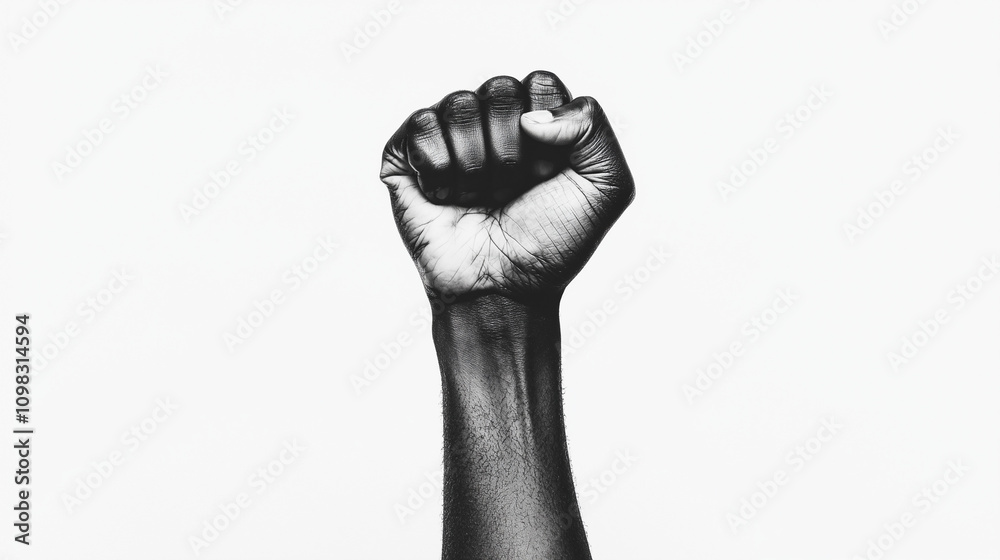 A raised fist, a symbol of strength, unity, and resistance. A powerful ...