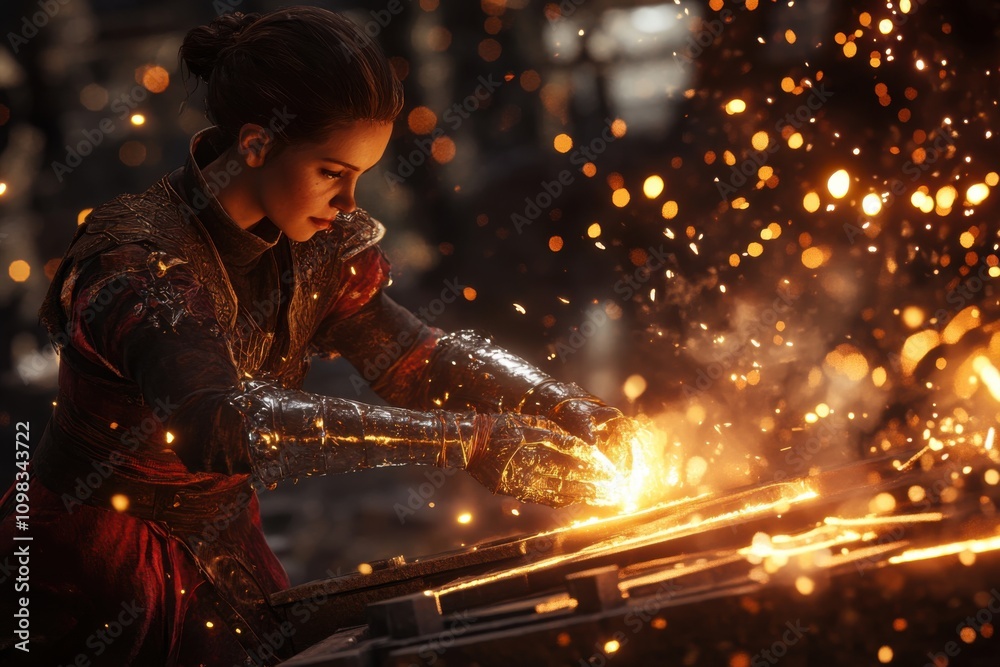 Player crafting a legendary weapon at a forge with intricate crafting ...