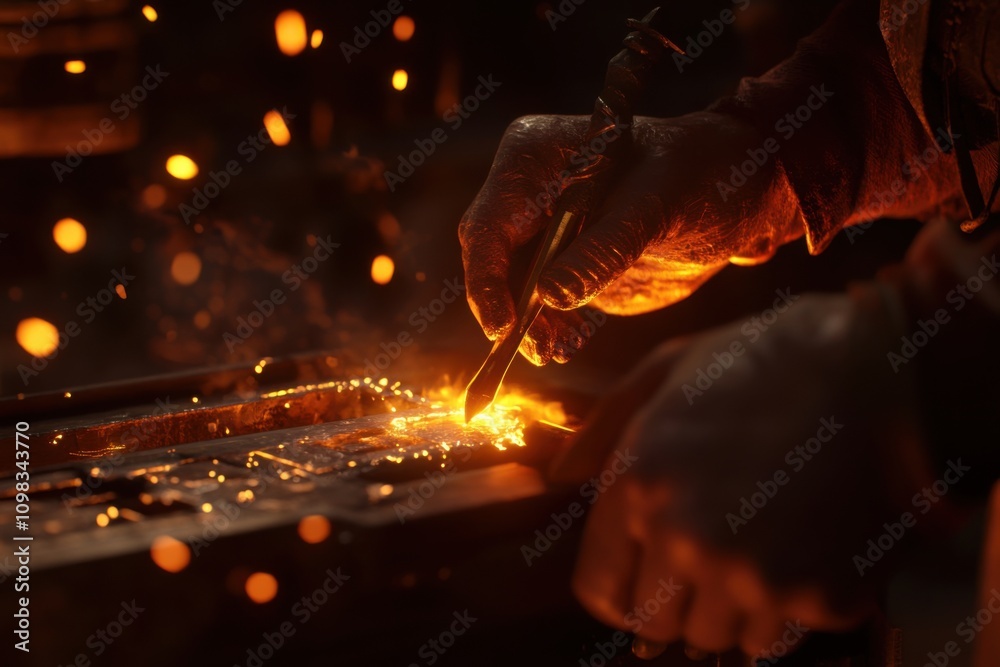 Player crafting a legendary weapon at a forge with intricate crafting ...
