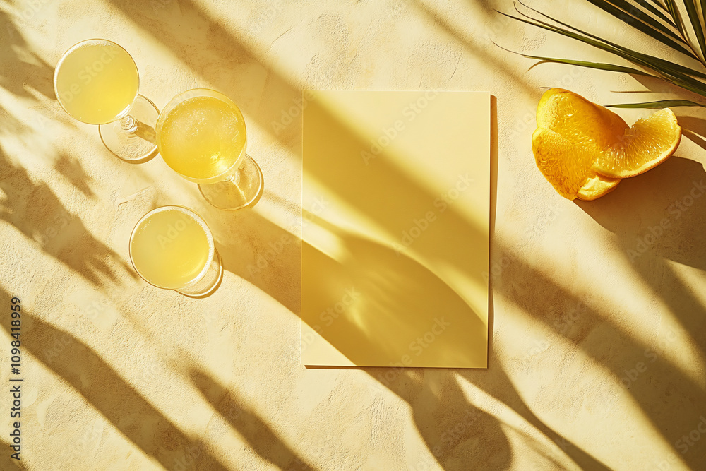 Elegant Pastel Yellow Drinks Menu with Cocktails and Champagne on Light ...