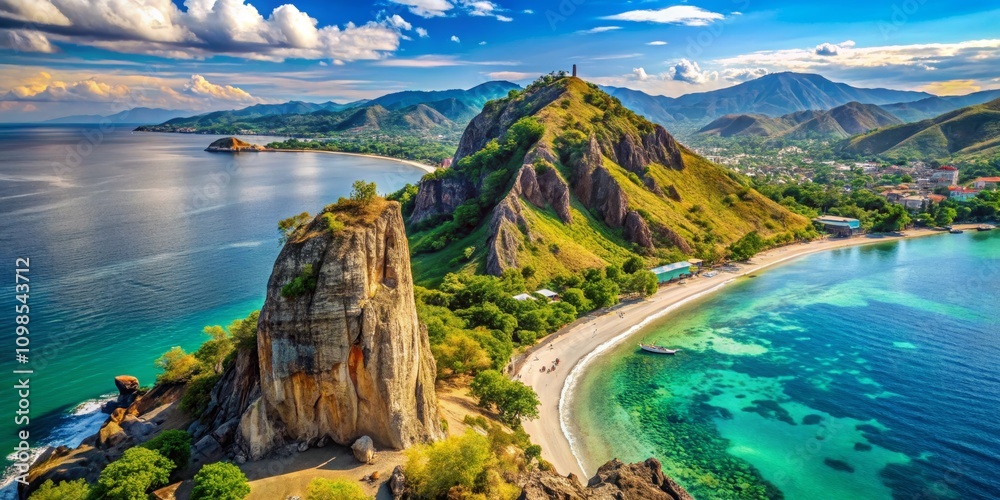 Majestic Dili Rock Landmark Overlooking Timor-Leste Capital City with ...