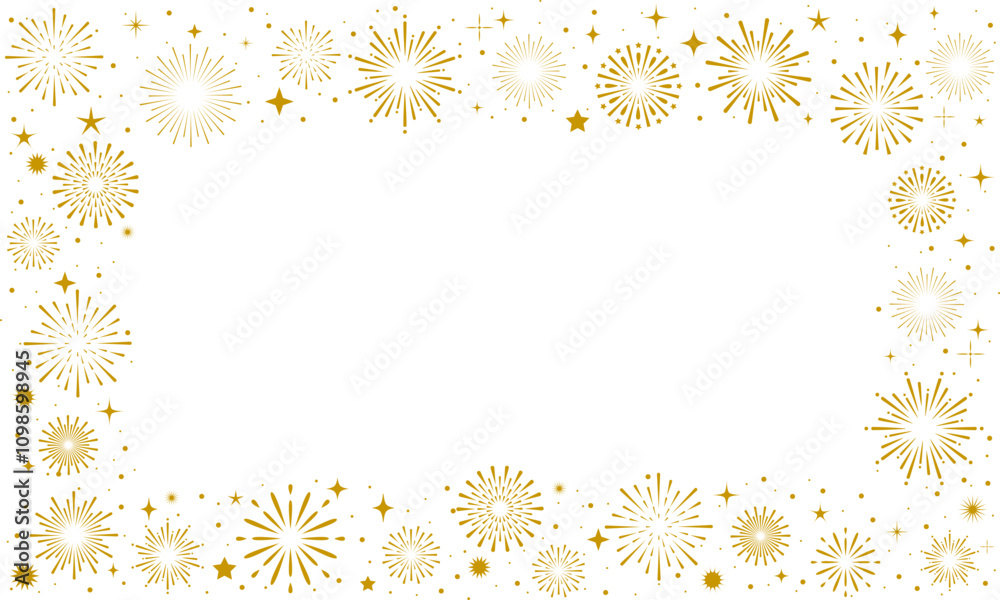 Photo & Art Print Firework border background, gold fireworks frame with ...