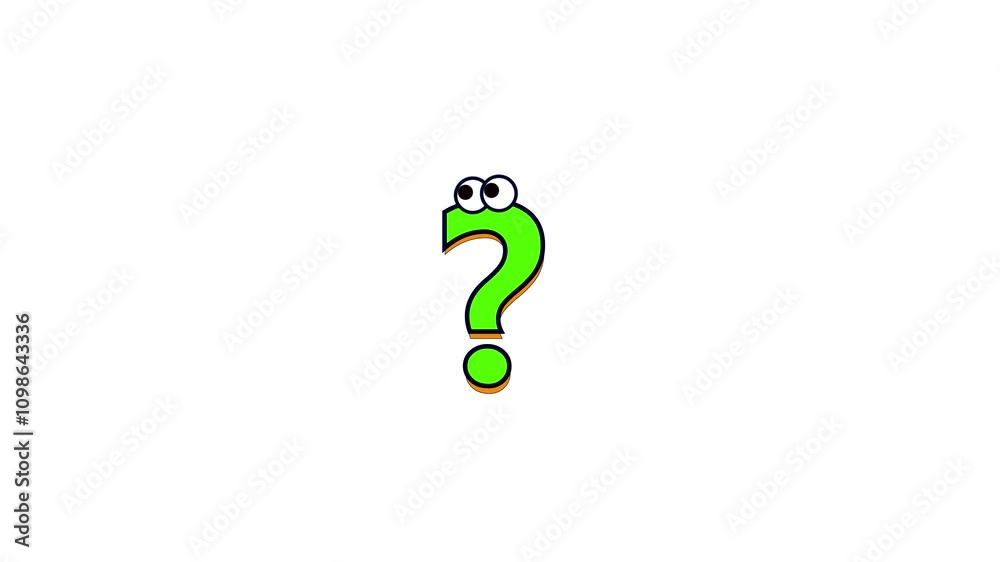 Question mark animation white screen background . Neon question mark ...