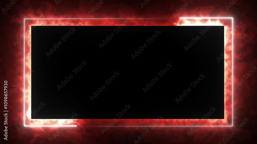 Red effect neon glowing frame background. repetitive motion animation ...