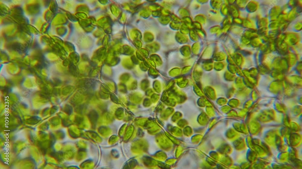 Chloroplast under microscope. Cell division. Cell Structure With Live ...