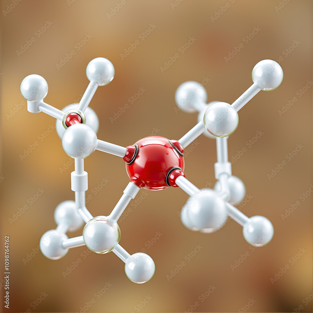 geranial molecule 3d, molecular structure, ball and stick model ...