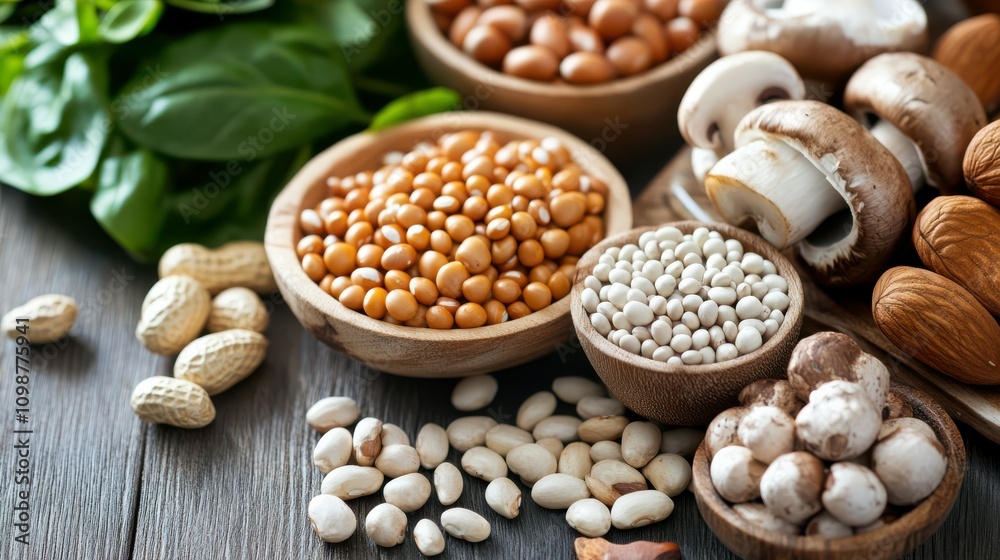 Nutritious foods high in vitamin B3 niacin featuring the molecular ...