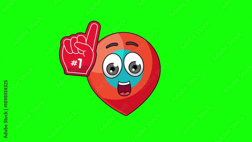number 1 fan location symbol cartoon emoticon, looping animation Stock ...