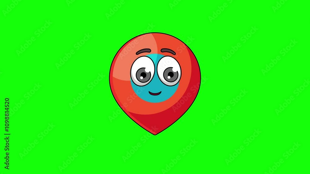 location symbol cartoon character with a saluting face, emoji emoticon ...