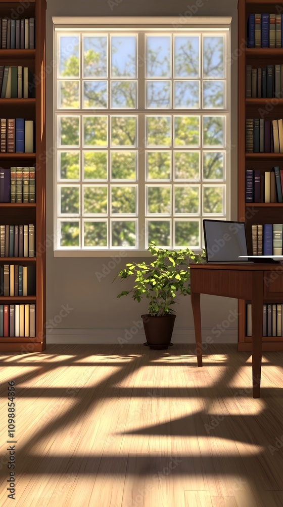 zoom virtual background of office room with bookcase professional ...