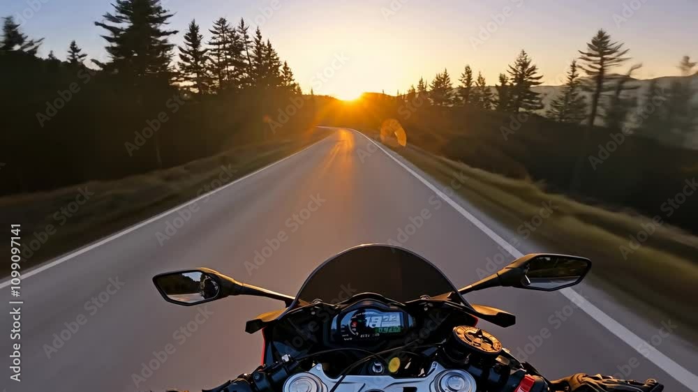 24 fps FHD video - first person view of a motorcycle riding on a road ...