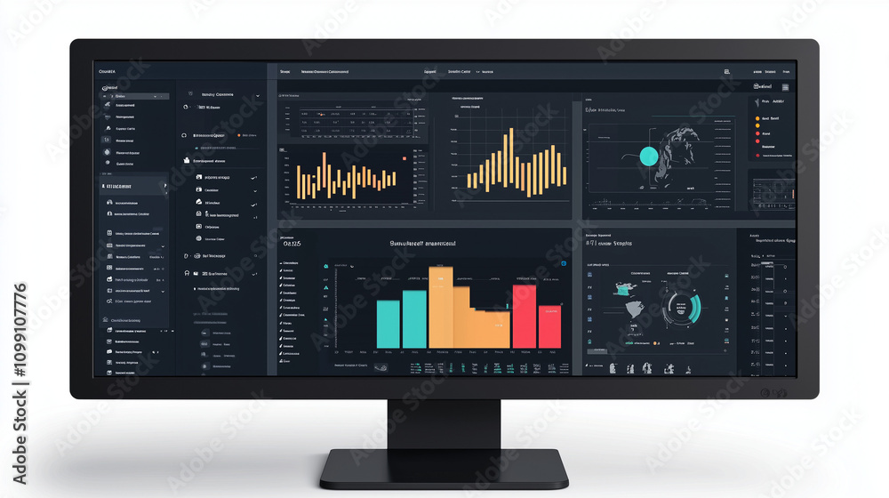 Data Visualization Dashboard: Modern and sleek computer monitor with a captivating dashboard ...