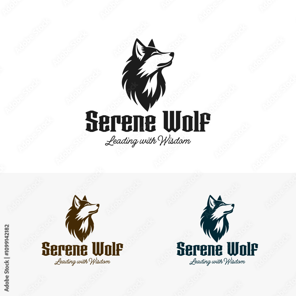 Wolf head logo design represents Serene Wolf Leading with Wisdom ...