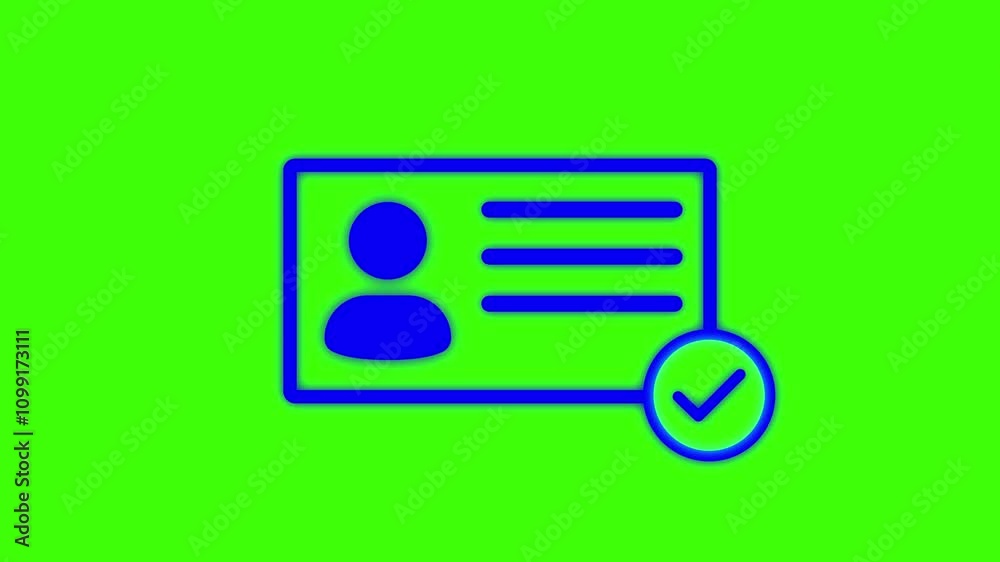 Animation of id card icon with check mark. Alpha channel, transparent ...