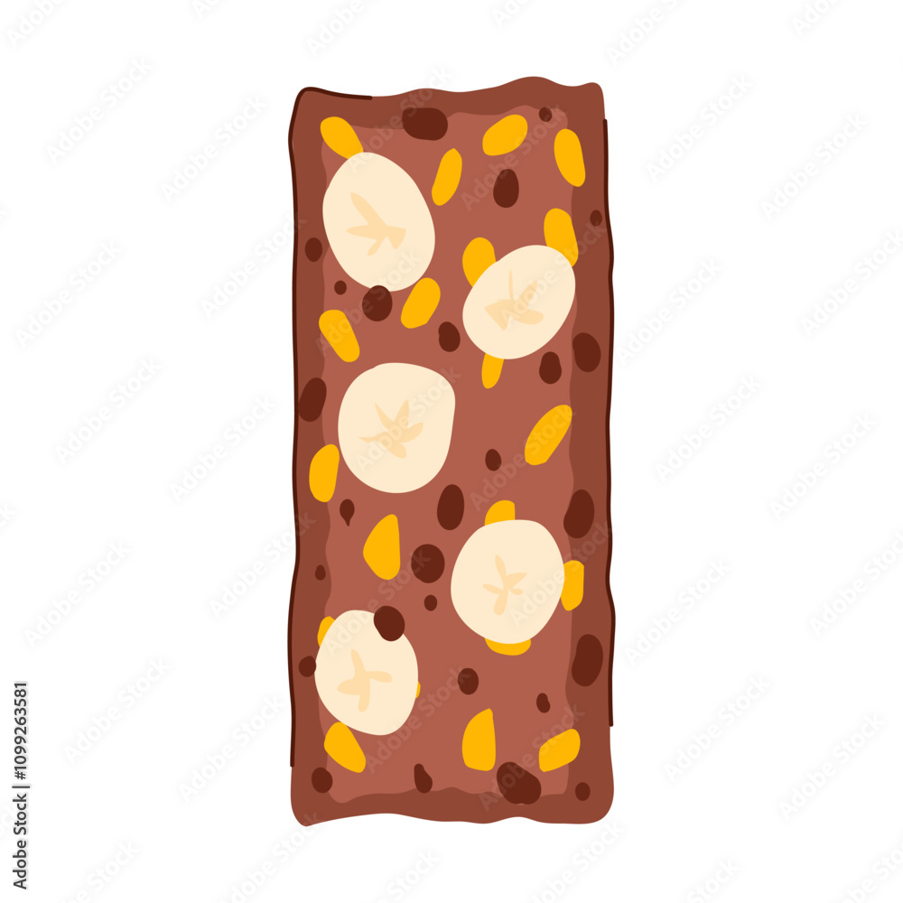 nuts granola bar cartoon. honey chocolate, protein snack, energy chewy ...